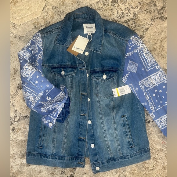 Kensie | Jackets & Coats | Nwt Kensie Vintage Luxe Blue Pippa Bandana ...